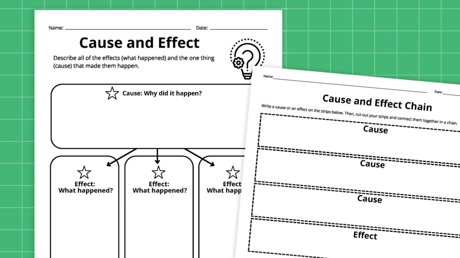 Cause and Effect Graphic Organizer Bundle (Free Printables)