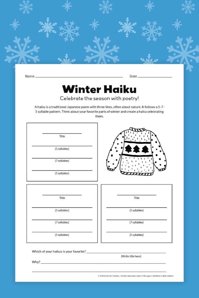 Free Winter Activities Bundle for Middle and High School - We Are Teachers