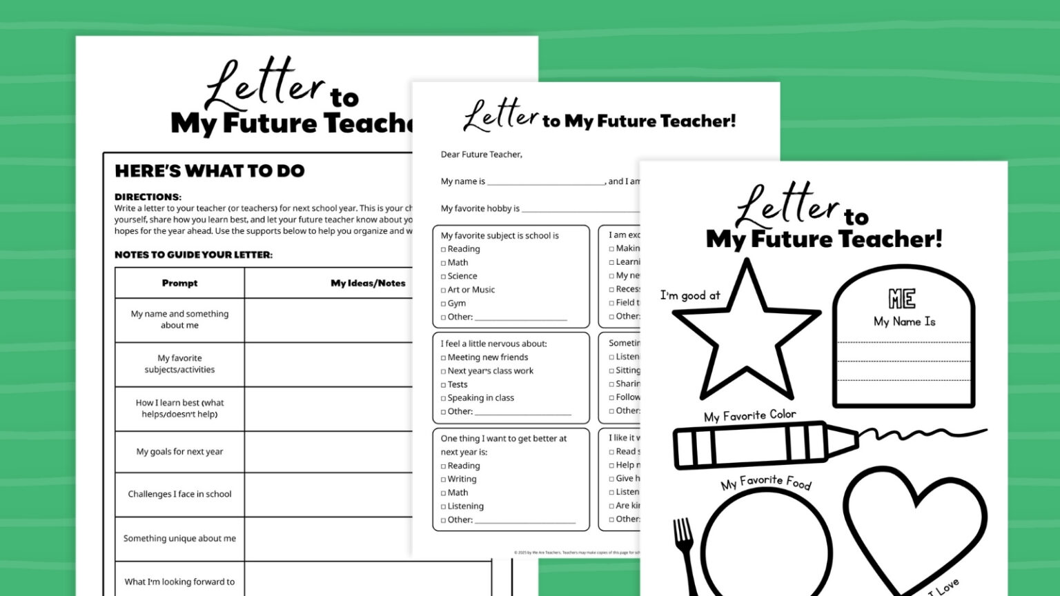 "Letter to My Future Teacher" Free Template Bundle