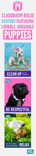 Classroom Rules Posters Featuring Lovable Puppies
