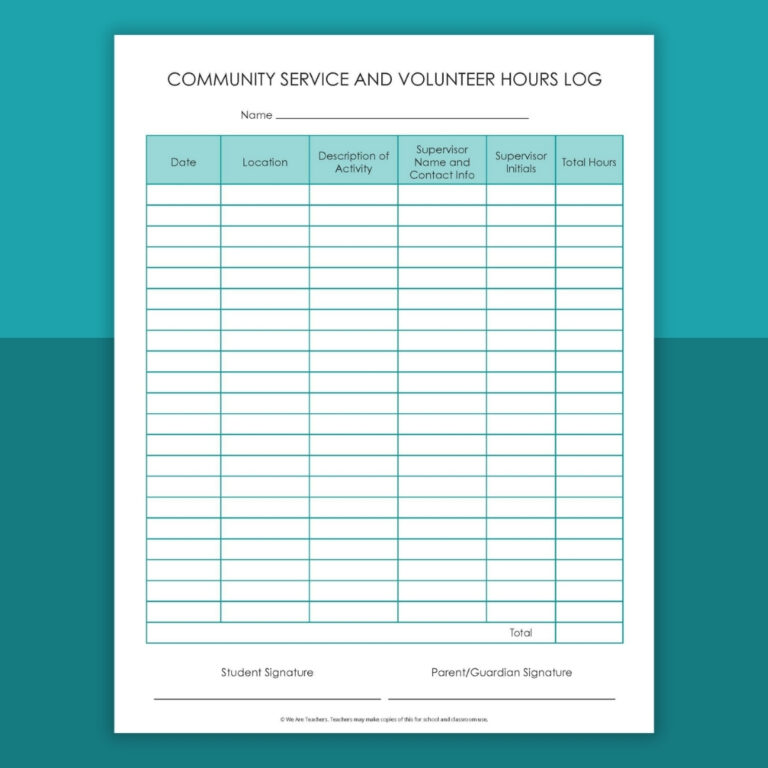 Free Printable Community Service Log Bundle