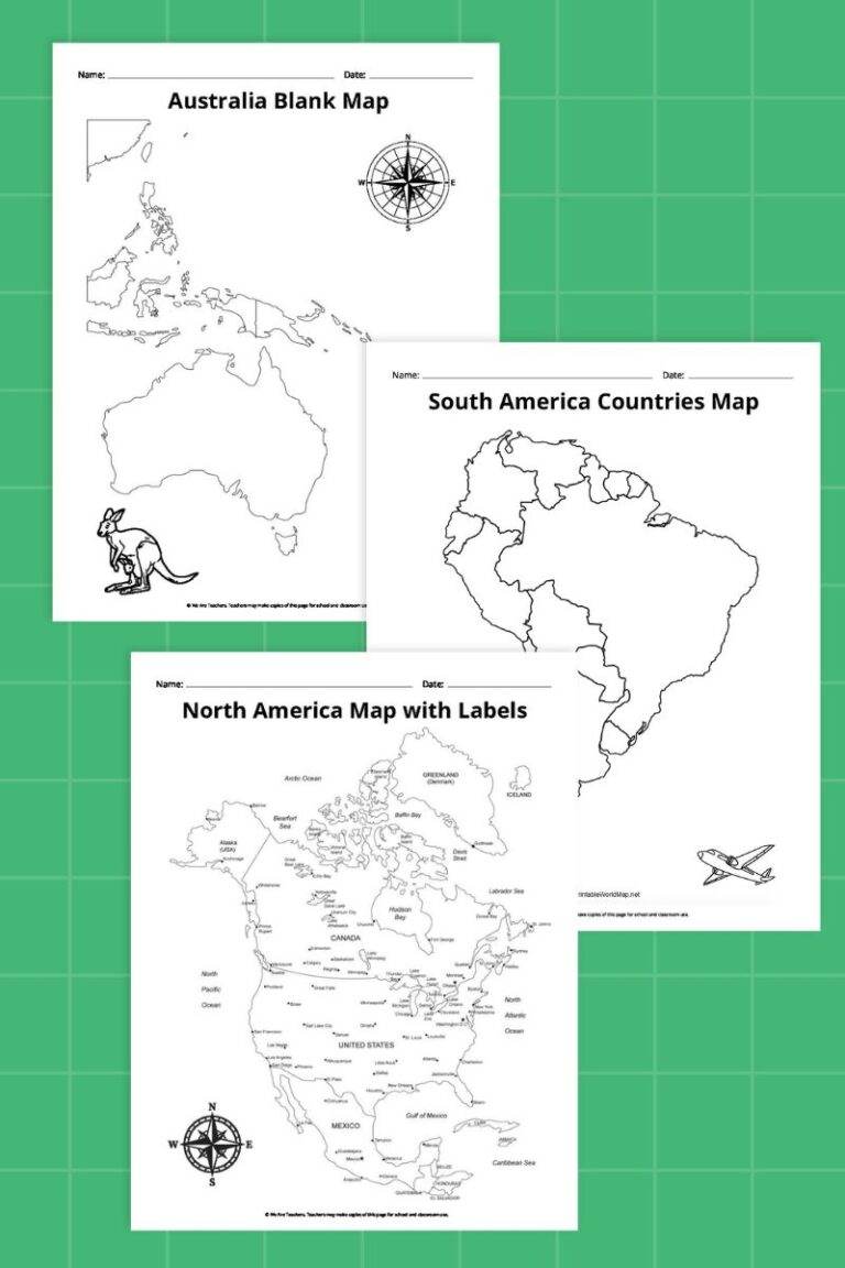 Free Printable Continents and Oceans Map Bundle