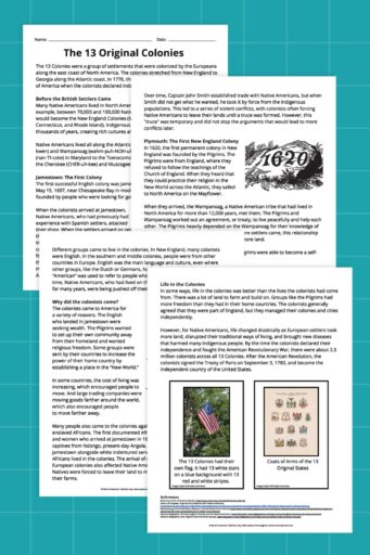 13 Original Colonies Map Bundle (Free Printable Worksheets)