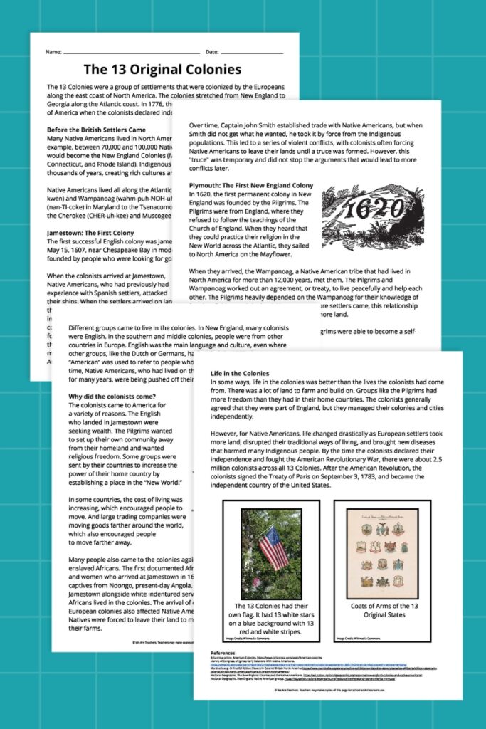 13 Original Colonies Map Bundle (Free Printable Worksheets) - September ...