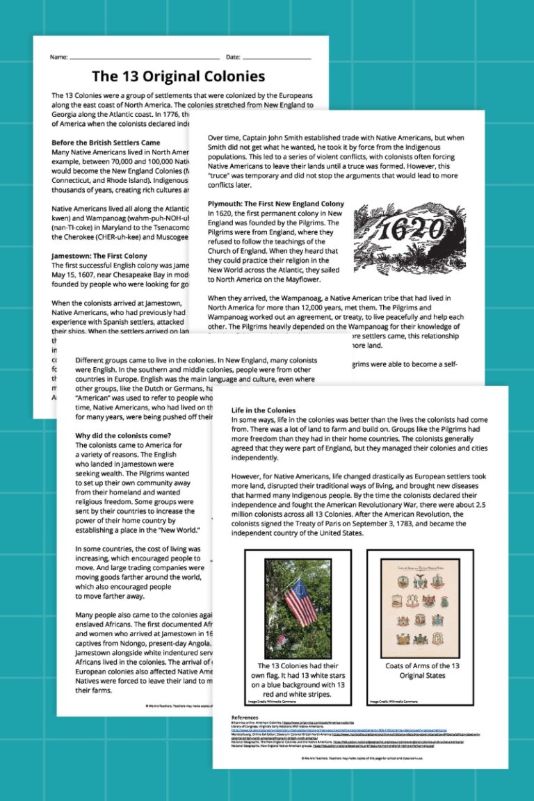 13 Original Colonies Map Bundle (Free Printable Worksheets)