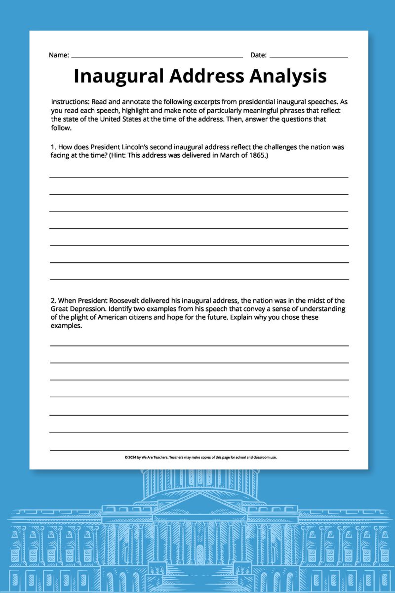 Unique Inauguration Day Activities (Plus Printable Worksheets ...