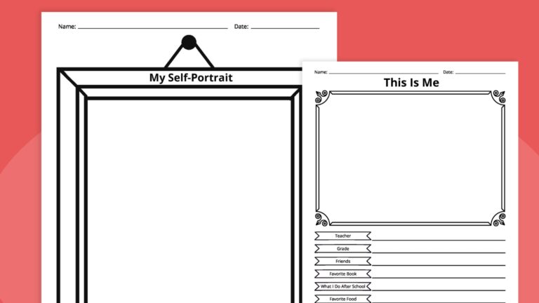 Free Printable Self-Portrait Paper Template Bundle