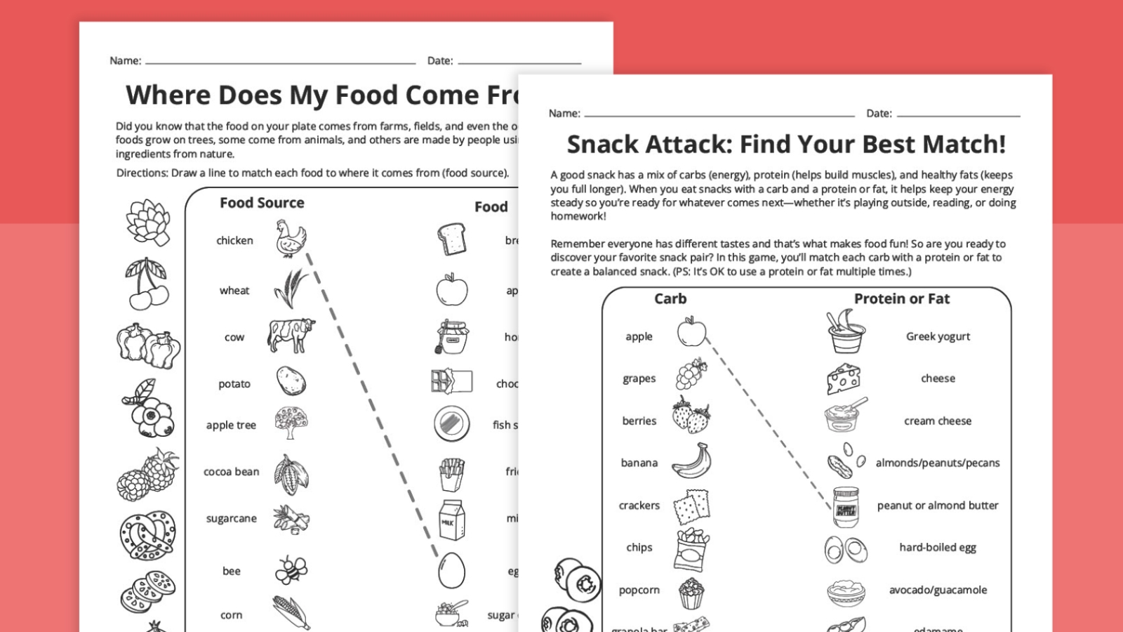 Nutrition Worksheet Bundle (Free Printables)