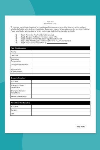 Free Printable Field Trip Permission Slip Templates (Editable!)