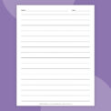 Free Lined Writing Paper for Kindergarten and Primary Students