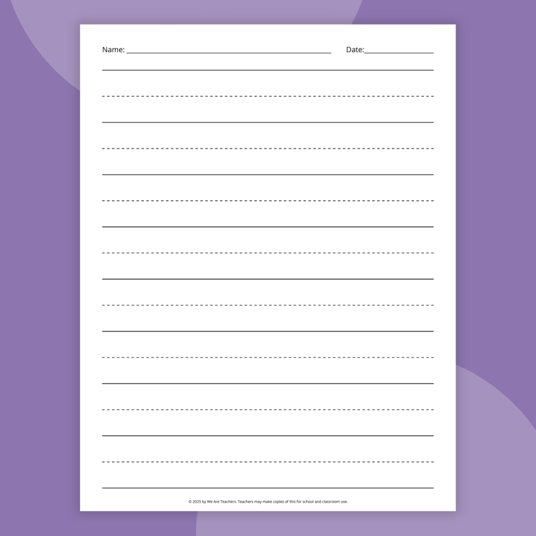 Free Lined Writing Paper for Kindergarten and Primary Students