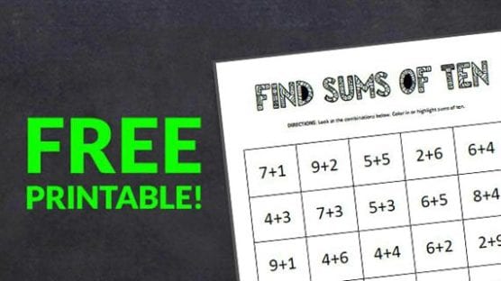 Free Math Printable: Find Sums of 10 - WeAreTeachers