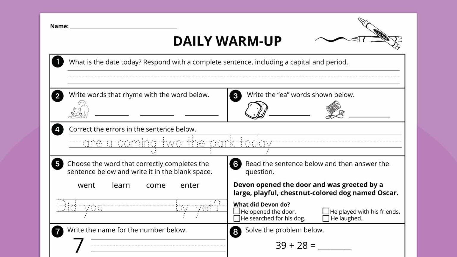 2nd Grade Morning Work Bundle: Free Download