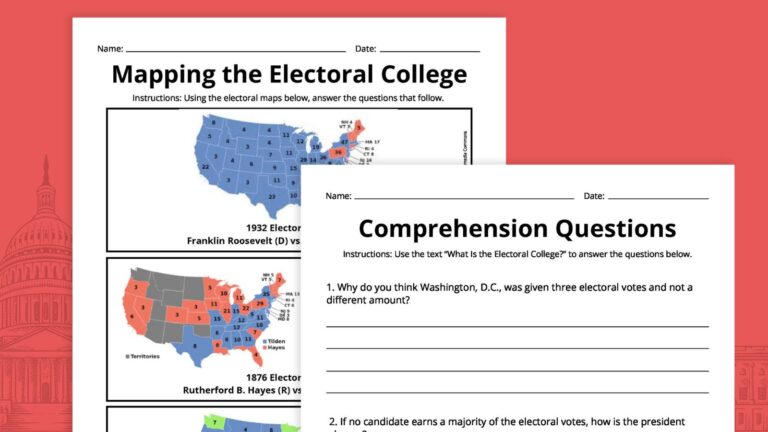 Free Printable Electoral College Worksheet Bundle
