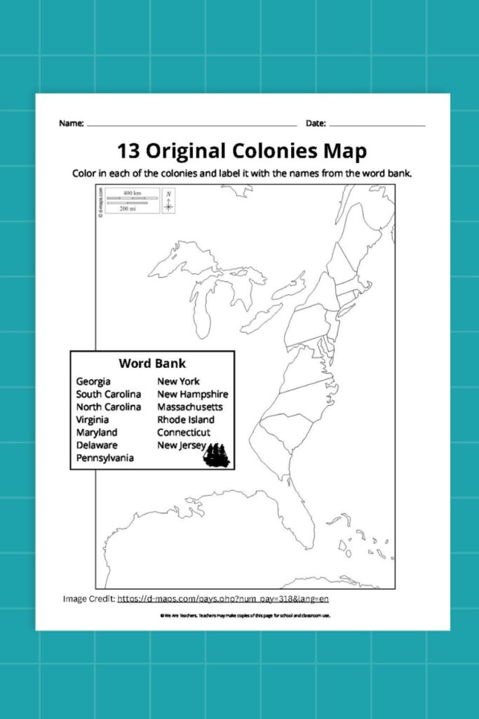 13 Original Colonies Map Bundle (Free Printable Worksheets)