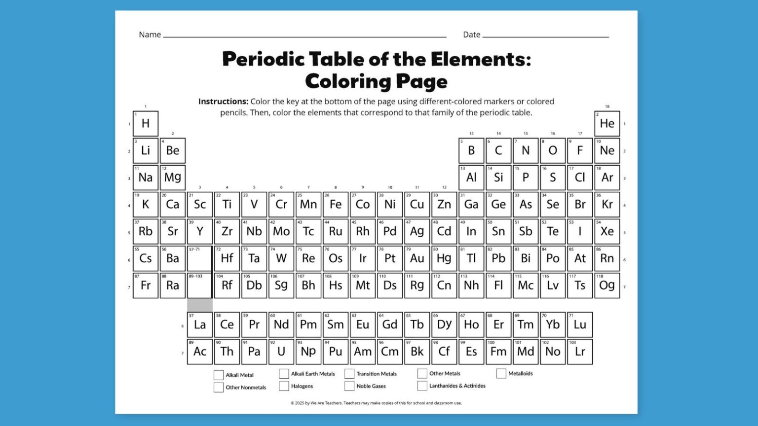 Printable Periodic Table: Free Worksheet Bundle