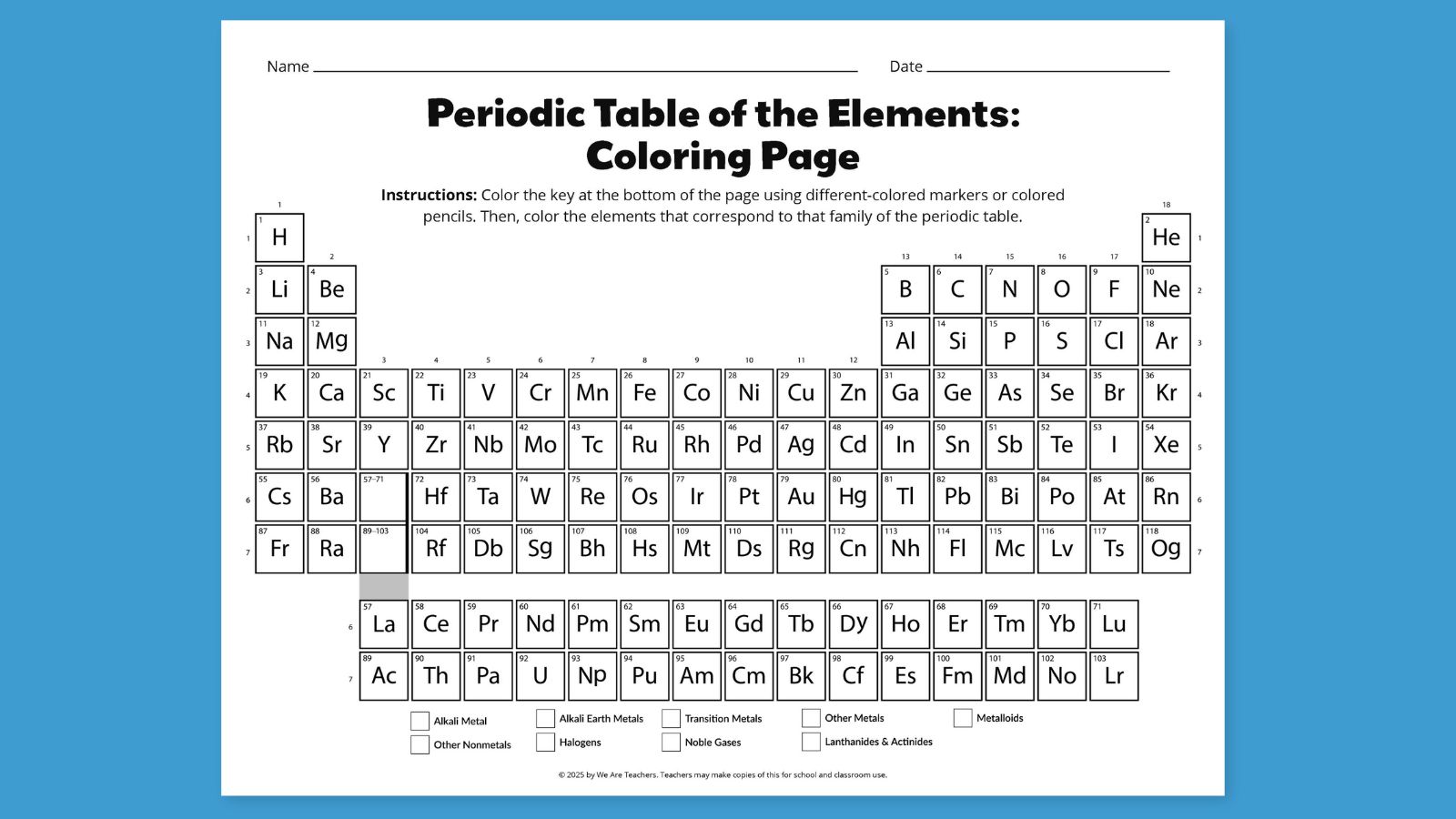Printable Periodic Table: Free Worksheet Bundle