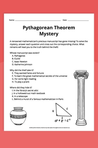 Free Printable Pythagorean Theorem Worksheet Bundle