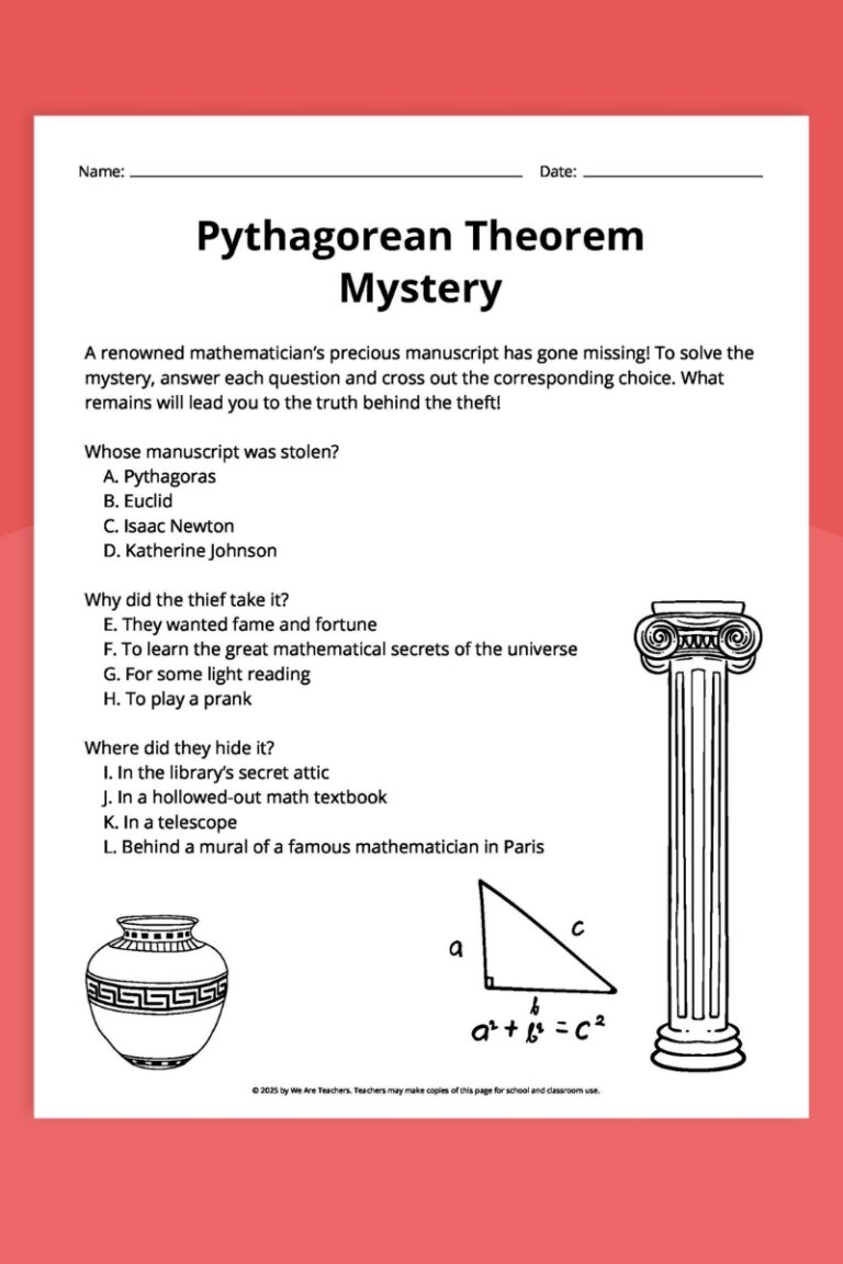 Free Printable Pythagorean Theorem Worksheet Bundle