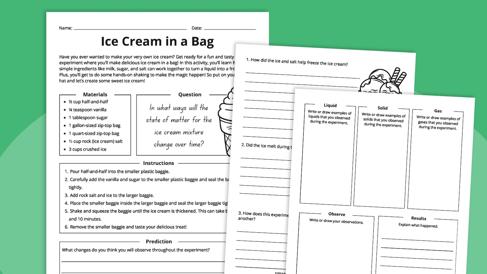 Ice Cream in a Bag Experiment: How-To Plus Free Worksheet