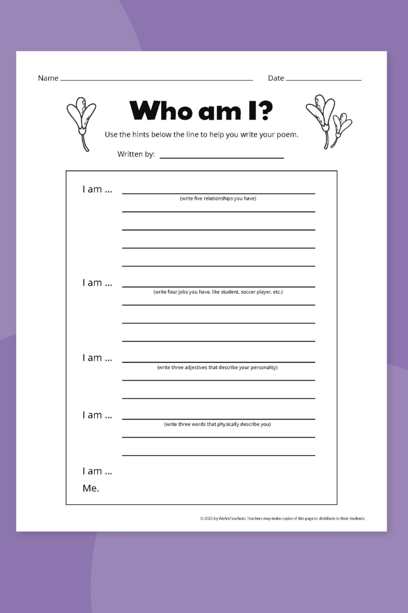 Free Printable "I Am" Poem Template Bundle