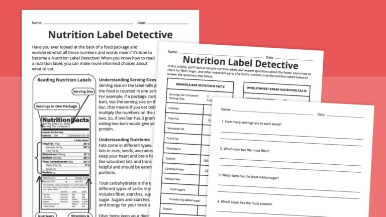Nutrition Worksheet Bundle (Free Printables)
