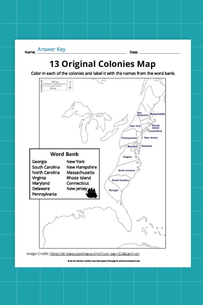 13 Original Colonies Map Bundle (Free Printable Worksheets)