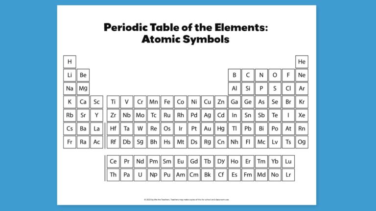 Printable Periodic Table: Free Worksheet Bundle