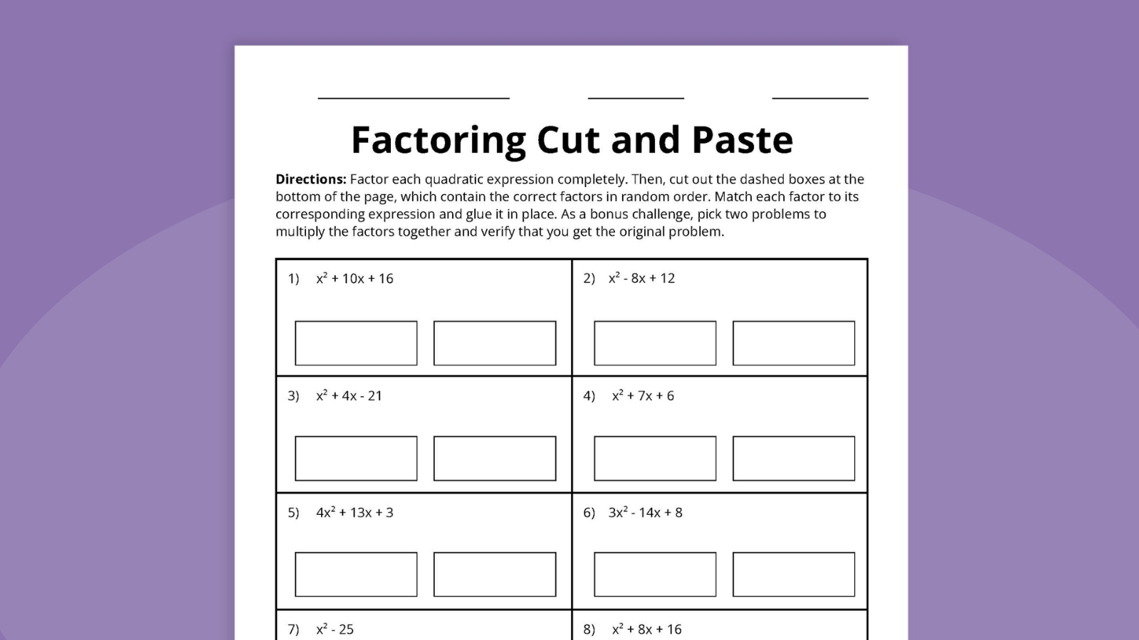 Free Factoring Polynomials and Quadratics Worksheet Bundle - June 2025