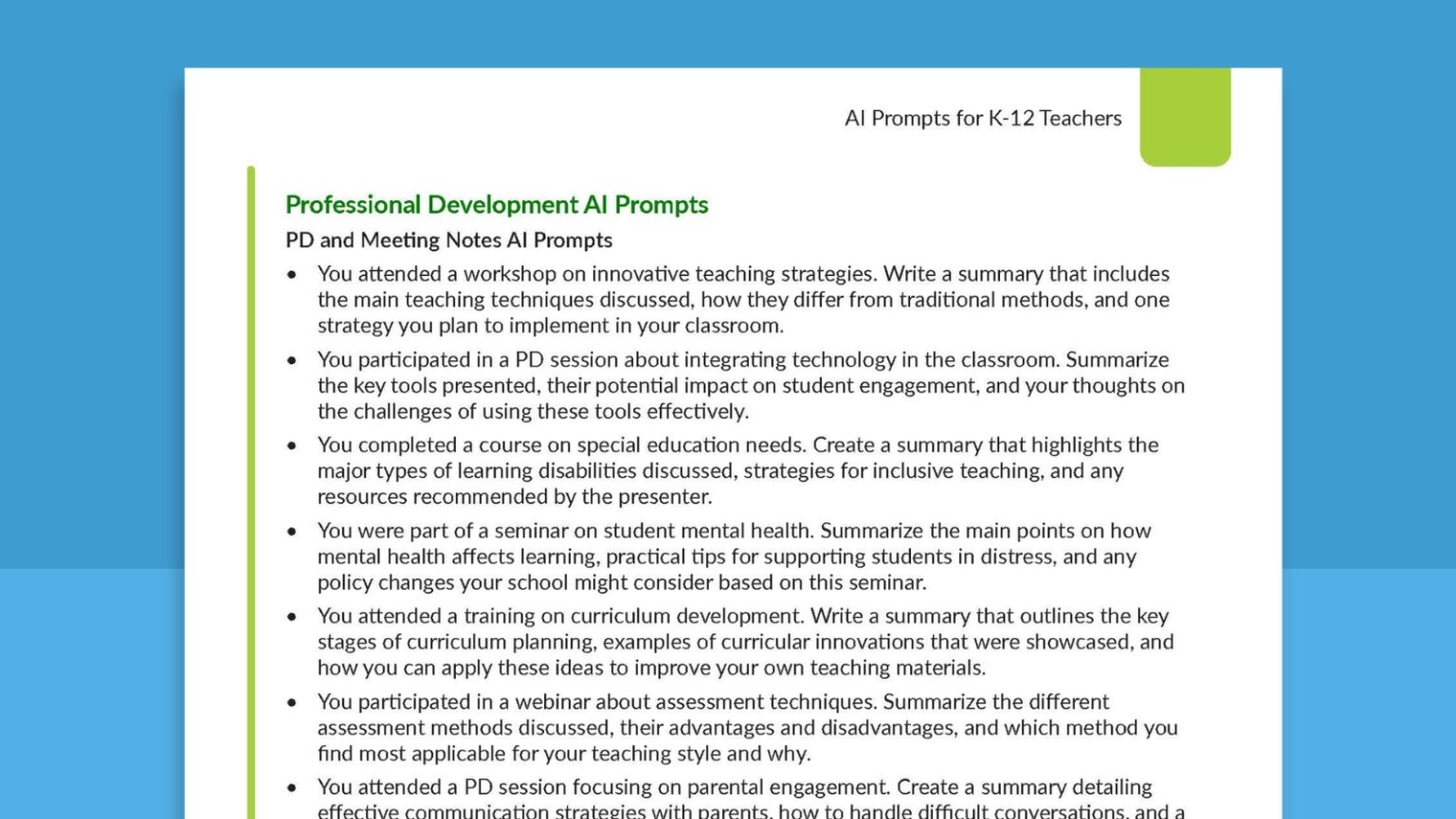 300 Best AI Prompts for K-12 Teachers (Free Printables)
