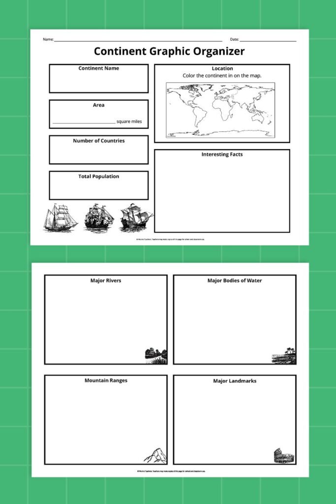 Free Printable Continents and Oceans Map Bundle