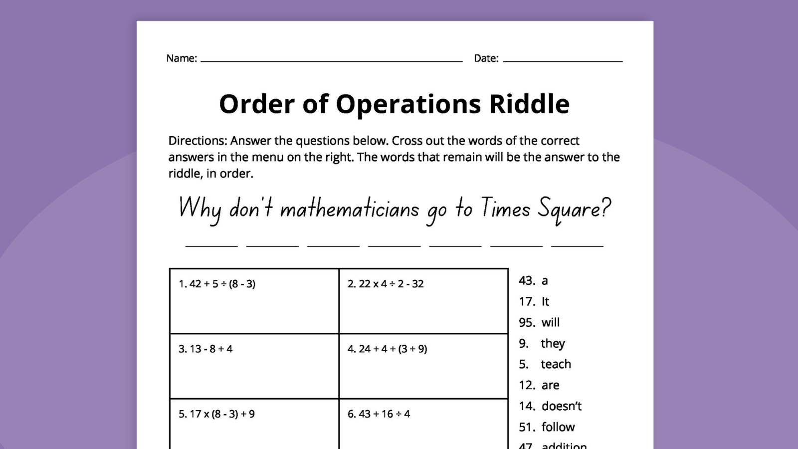 Order of Operations Worksheet Bundle (Free Printables)