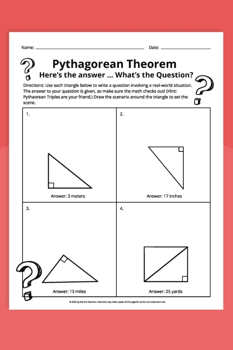 Free Printable Pythagorean Theorem Worksheet Bundle
