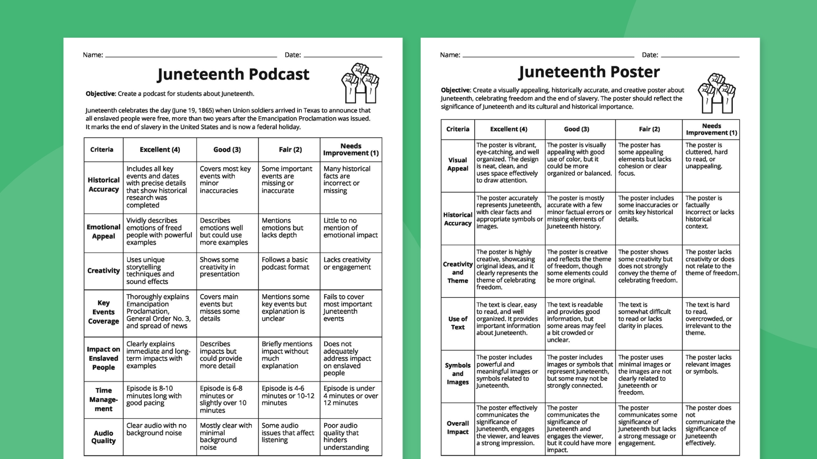 Free Juneteenth Activities Bundle for Students of All Ages