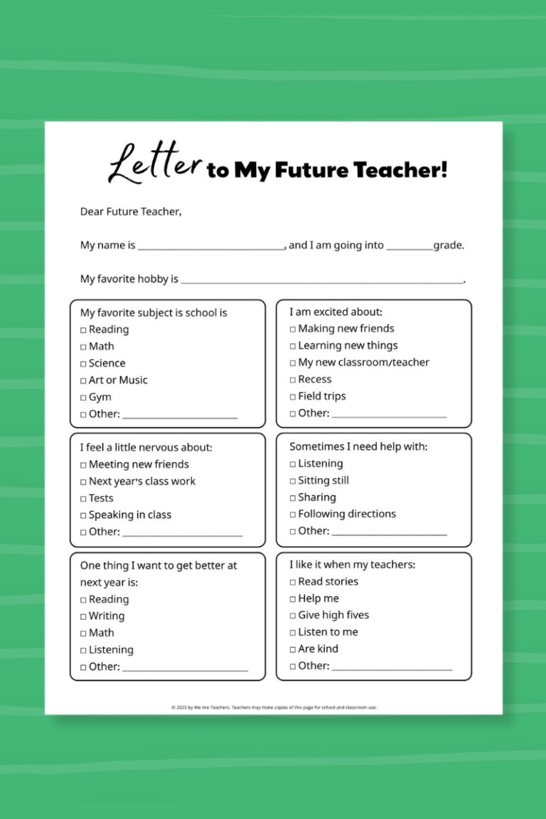 "Letter to My Future Teacher" Free Template Bundle