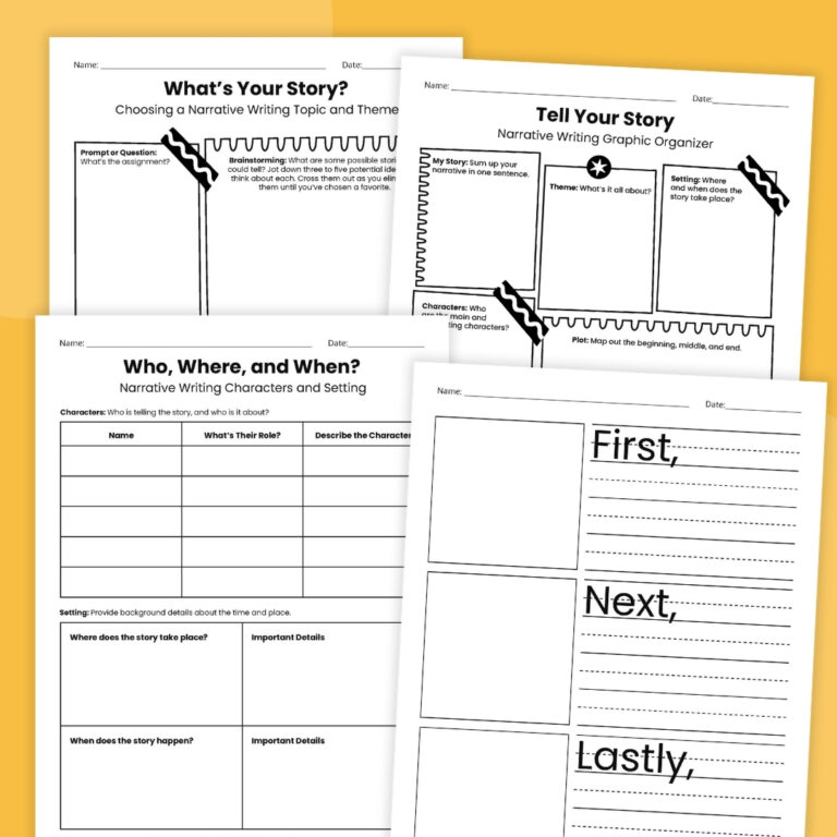 Free Printable Narrative Writing Graphic Organizer Bundle