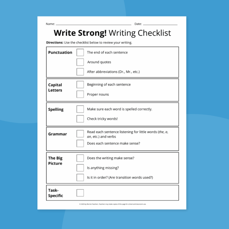 Peer-Editing Checklists Downloadable