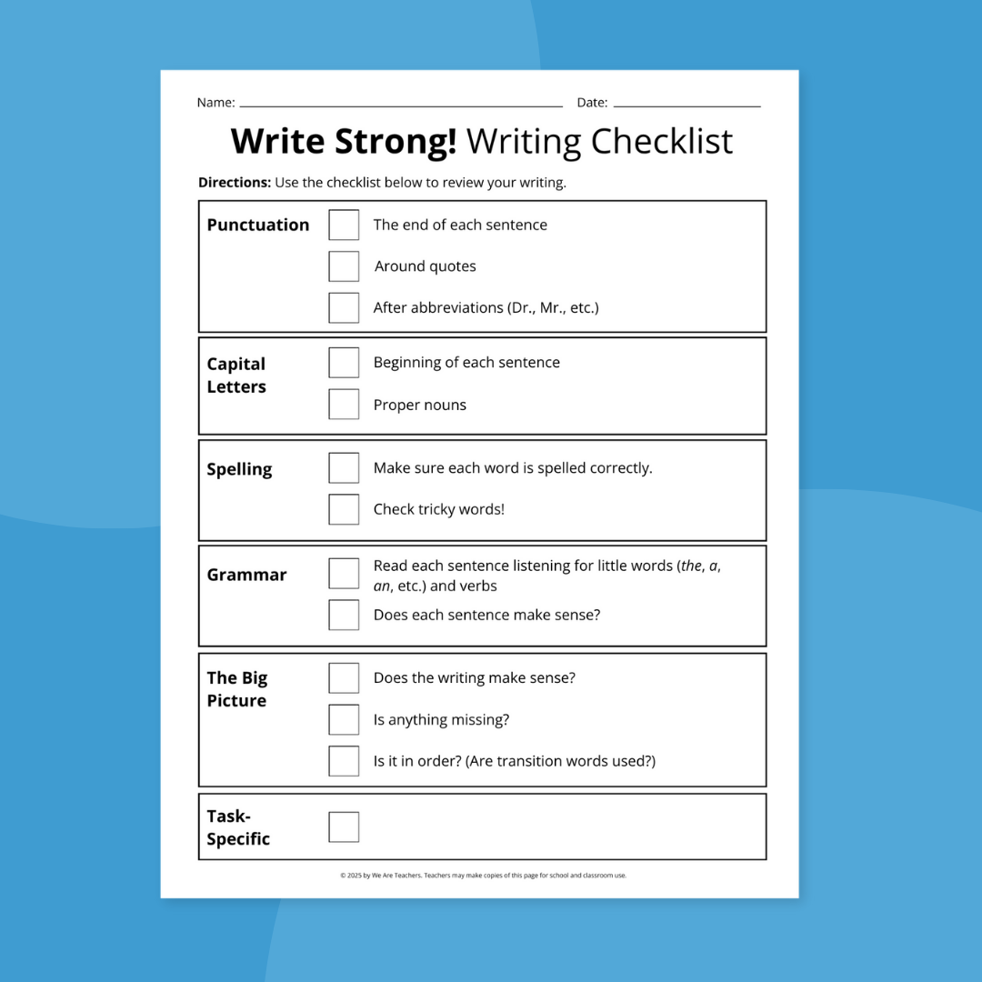 Peer-Editing Checklists Downloadable