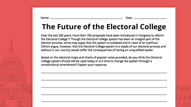 Free Printable Electoral College Worksheet Bundle