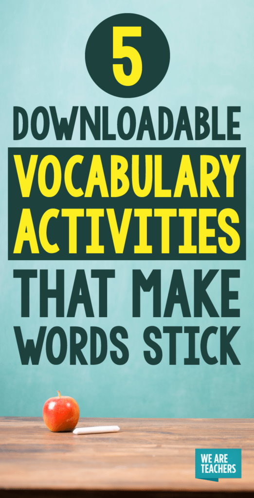 Vocabulary Activities to Make Words Stick - 5 Free Printables