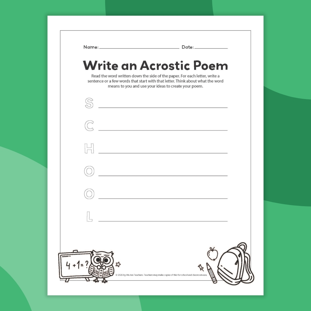 Acrostic Poem Template Bundle (Free Printables)