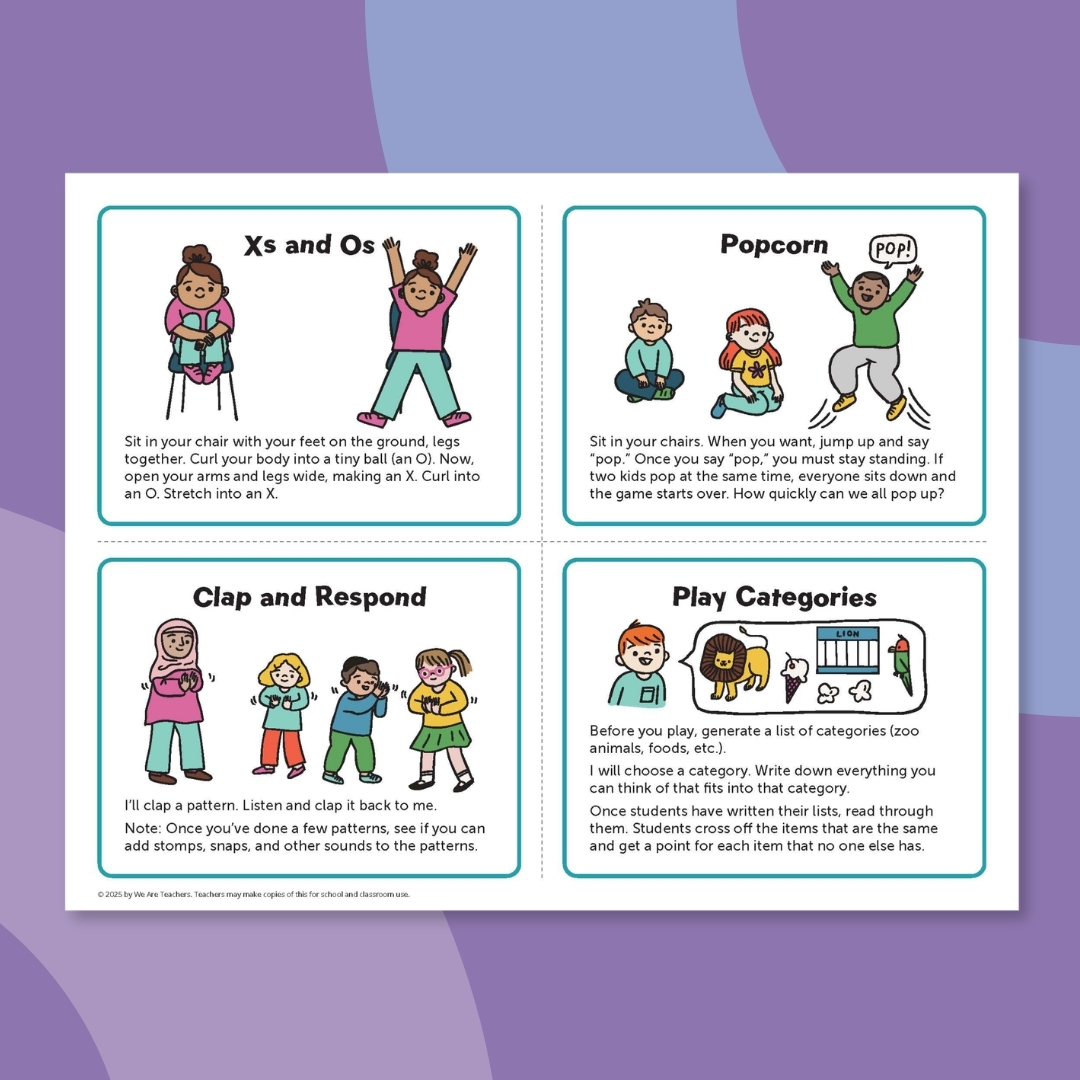 Brain Break Activity Cards (Free Printables)