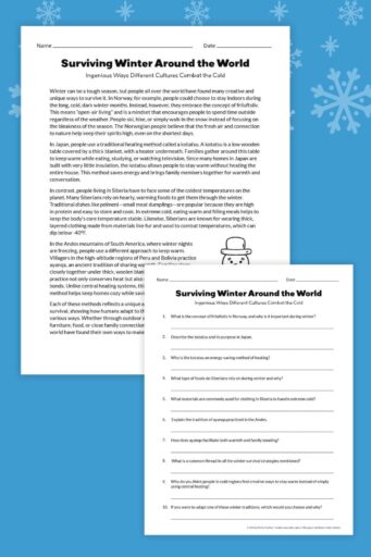 Free Winter Activities Bundle for Middle and High School - We Are Teachers