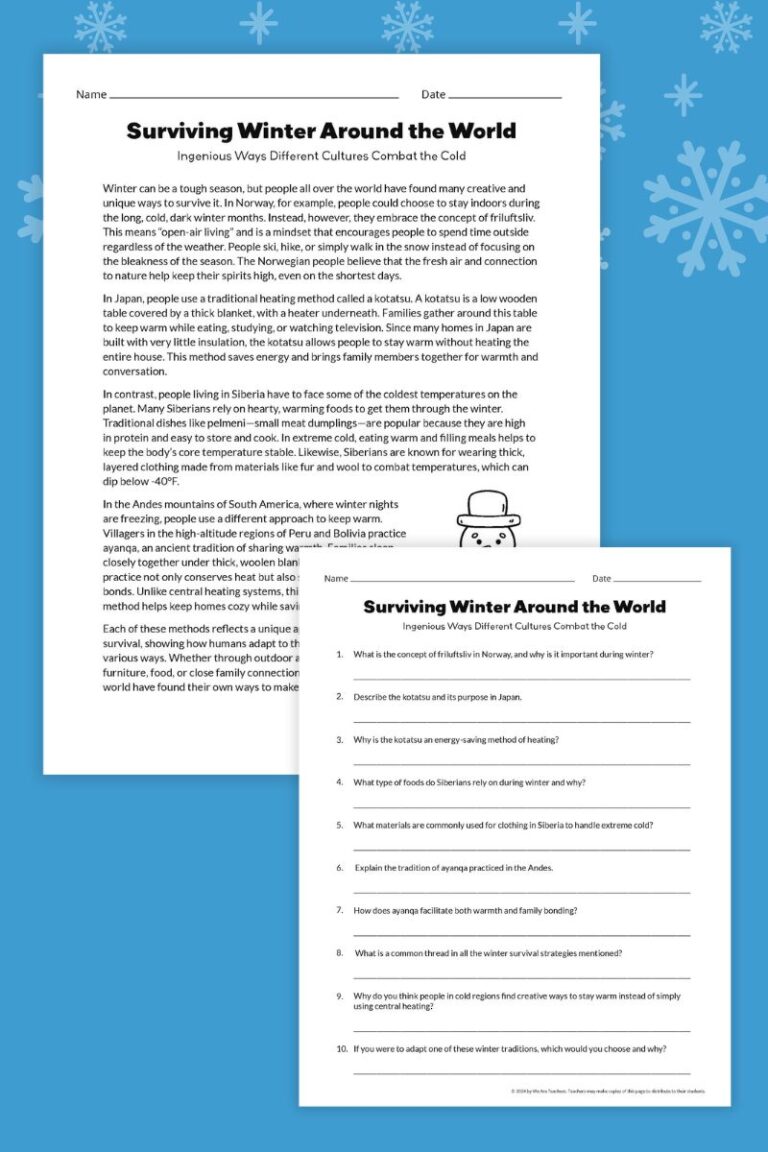 Free Winter Activities Bundle for Middle and High School - We Are Teachers