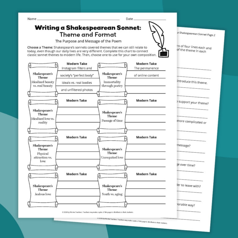 Free Printable Shakespearean Sonnet Template Bundle - We Are Teachers
