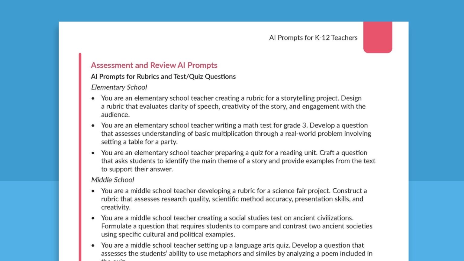 300 Best AI Prompts for K-12 Teachers (Free Printables)