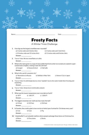 Free Winter Activities Bundle for Middle and High School - We Are Teachers