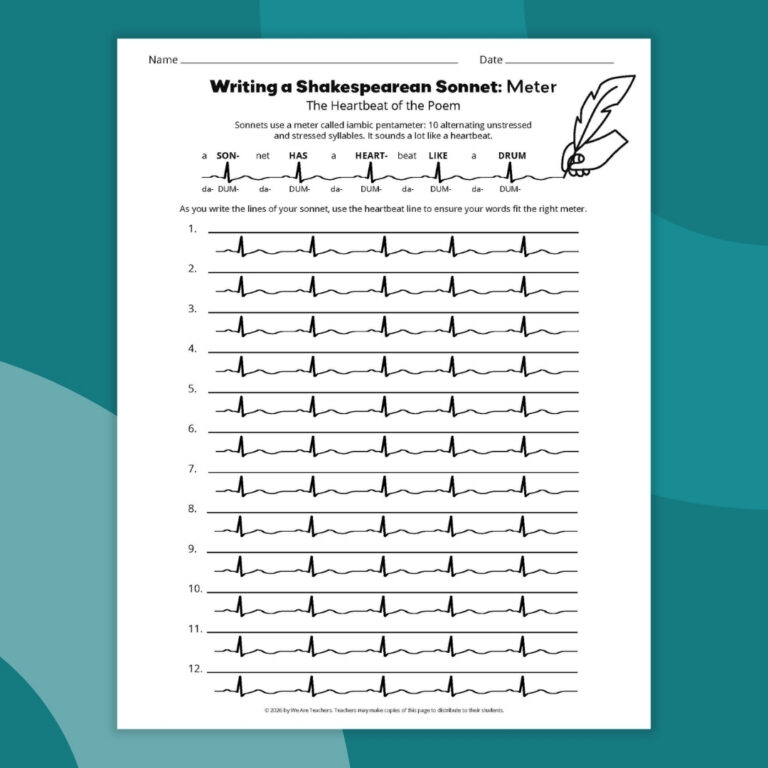 Free Printable Shakespearean Sonnet Template Bundle - We Are Teachers