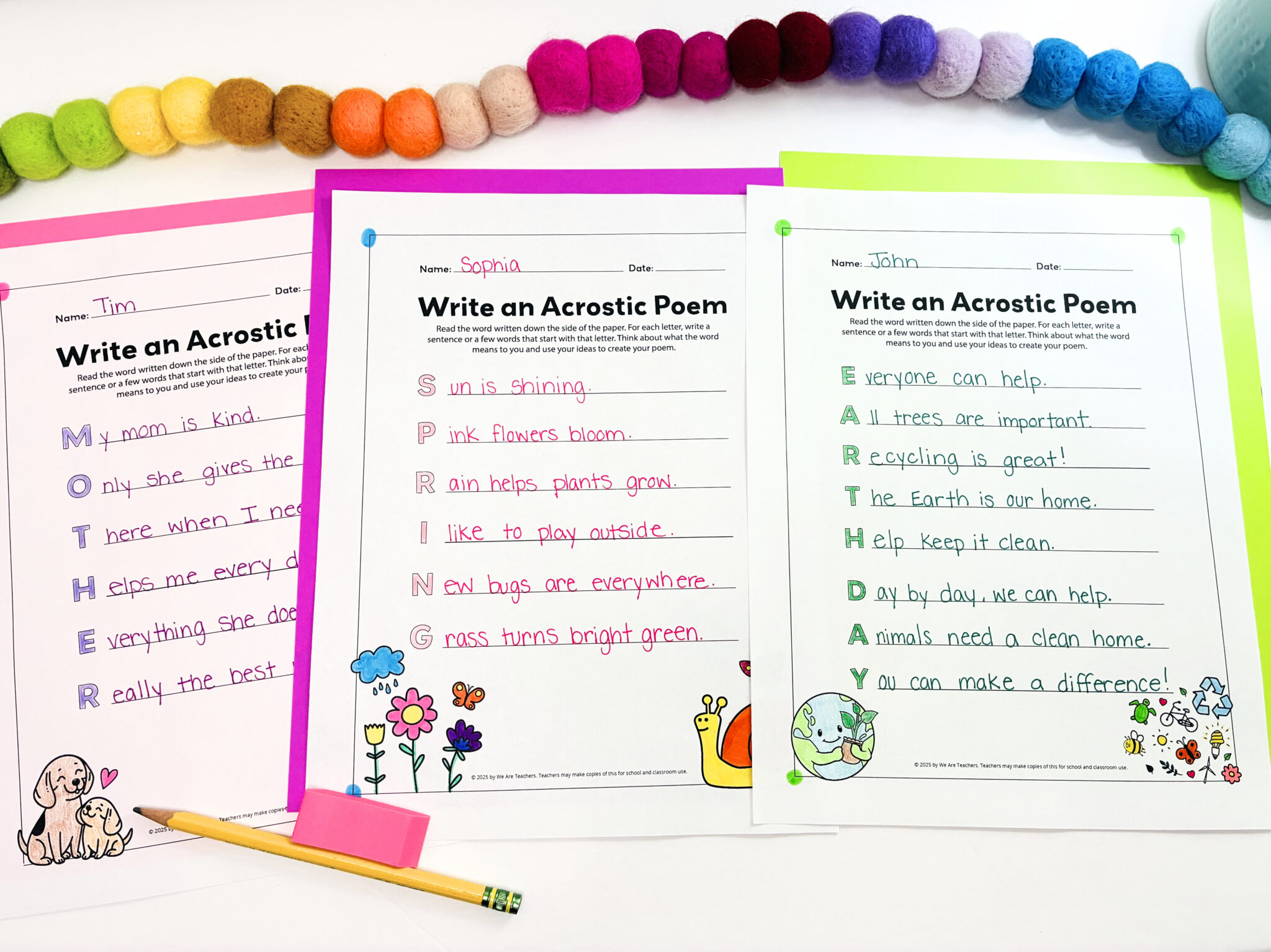 Acrostic Poem Template Bundle (Free Printables)