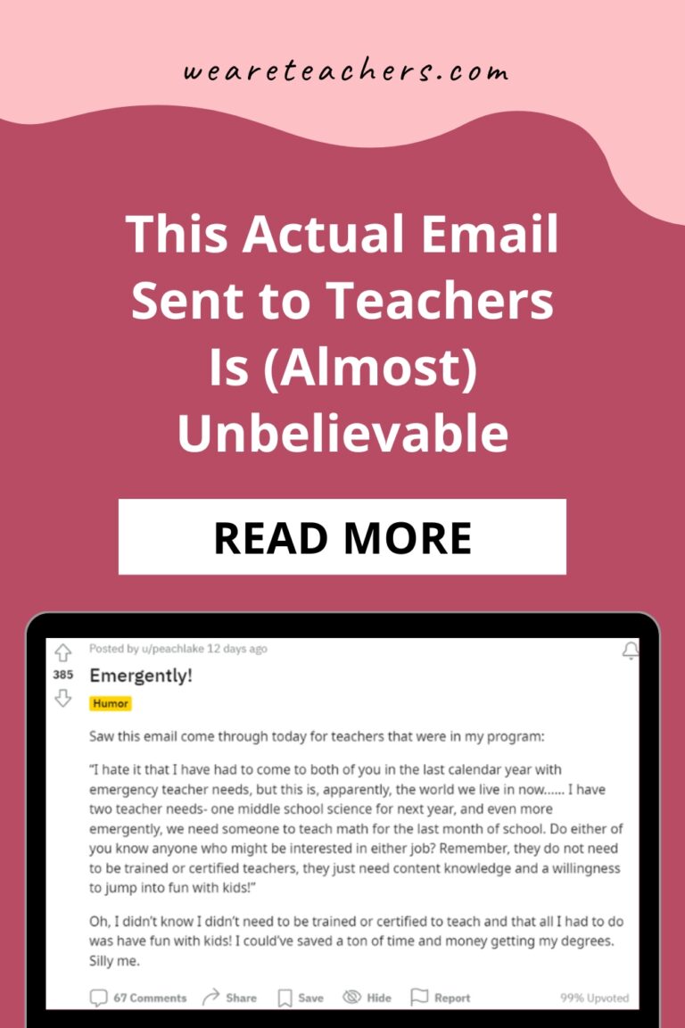 This Actual Email Sent to Teachers Is (Almost) Unbelievable